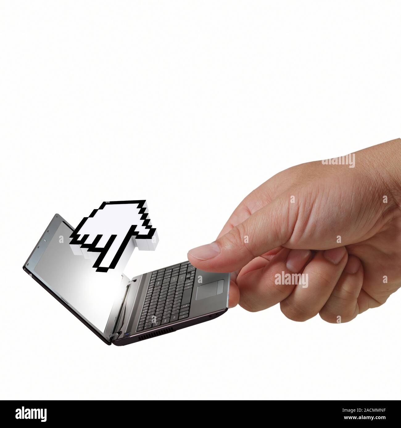 Laptop flat hand hi-res stock photography and images - Alamy