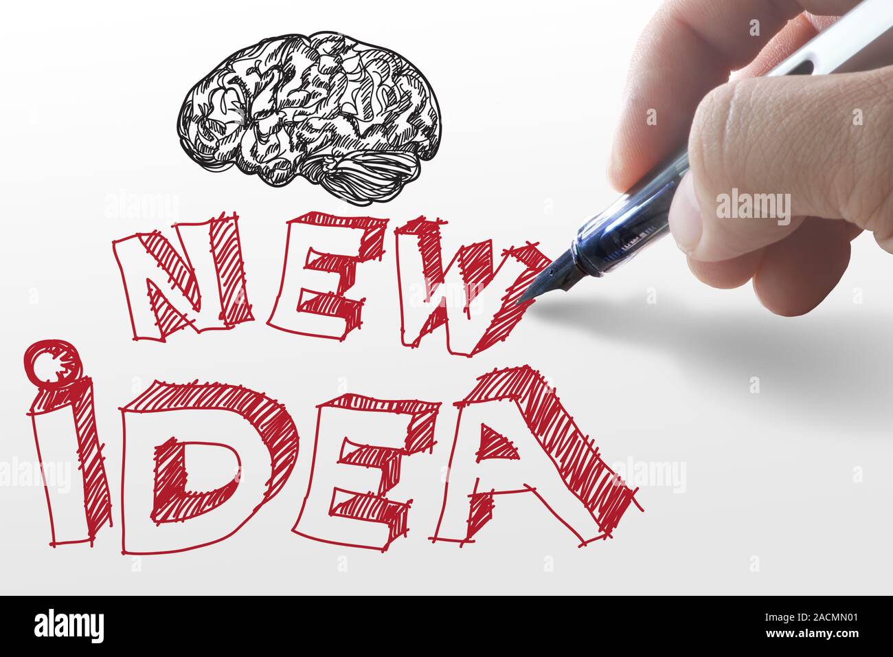 hand drawing on paper new idea Stock Photo - Alamy