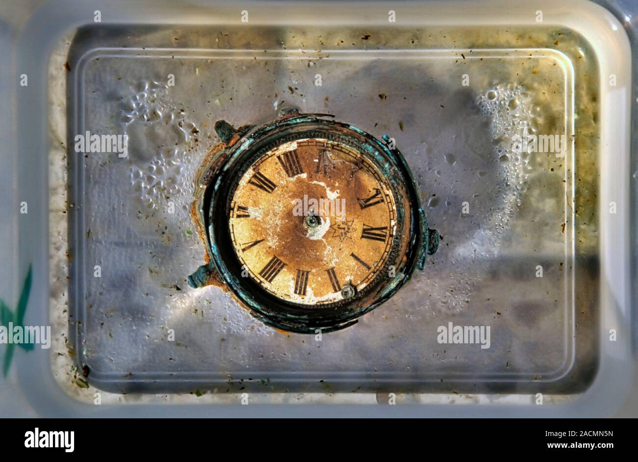 Alarm clock recovered from the RMS Titanic. The Titanic was the largest ...