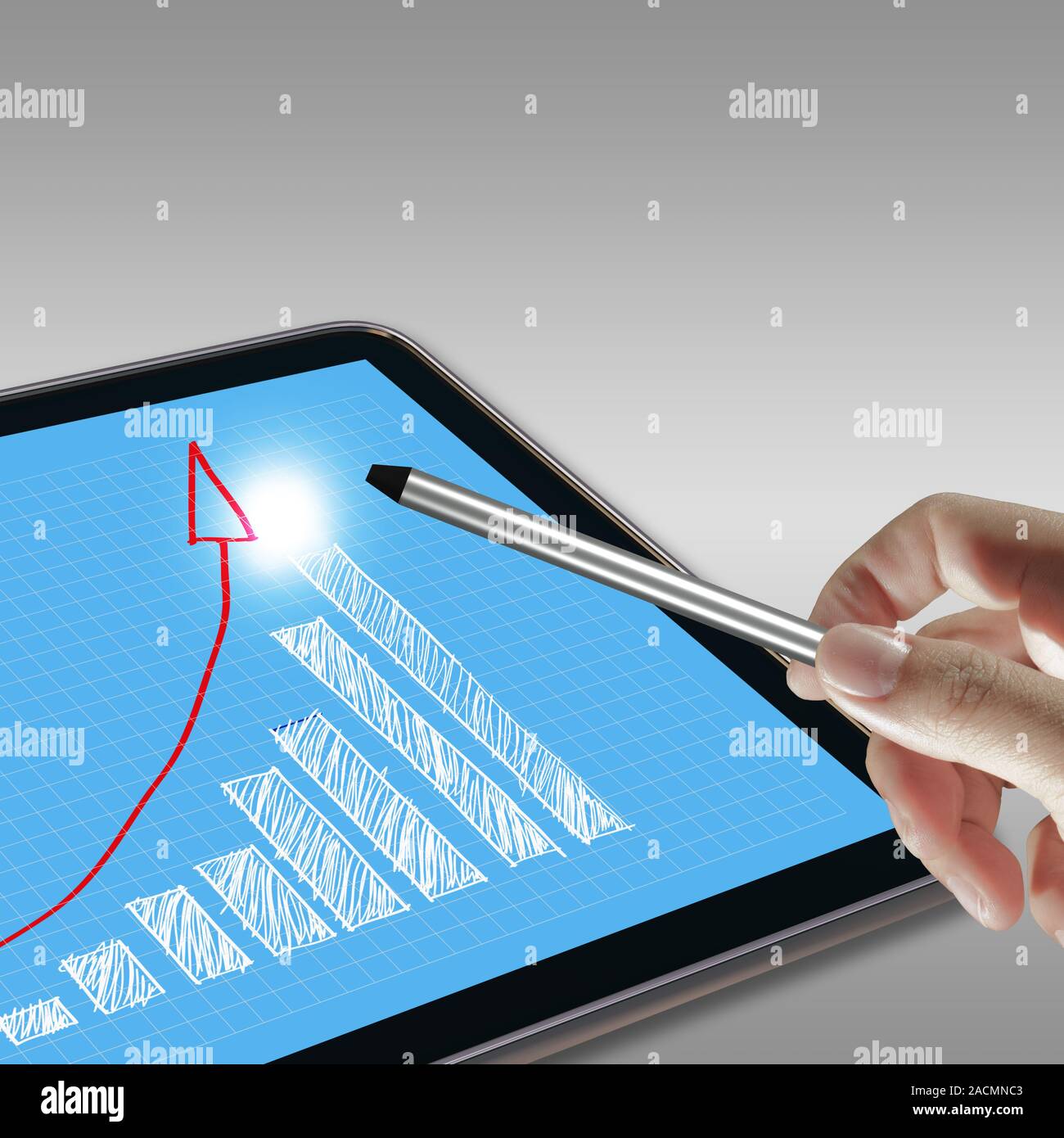 pointing graph on computer pad Stock Photo - Alamy