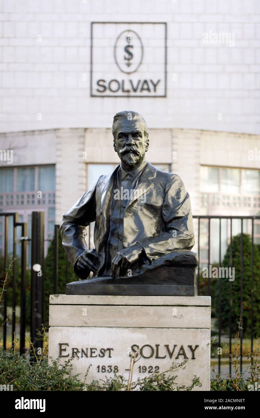 Statue of Ernest Solvay (1838-1922), Belgian chemist, industrialist and ...
