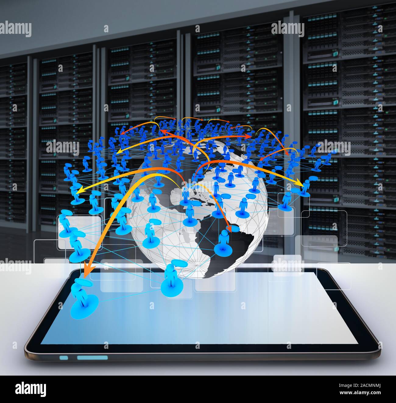 tablet computer and social network icon concept Stock Photo - Alamy