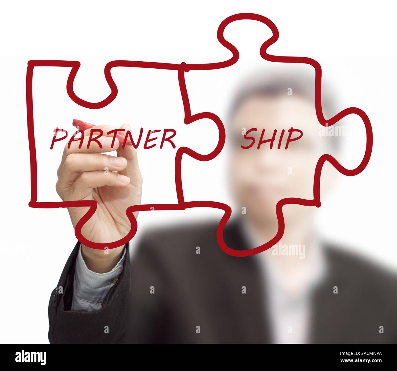 Businessman drawing strategy success puzzle hi-res stock photography ...