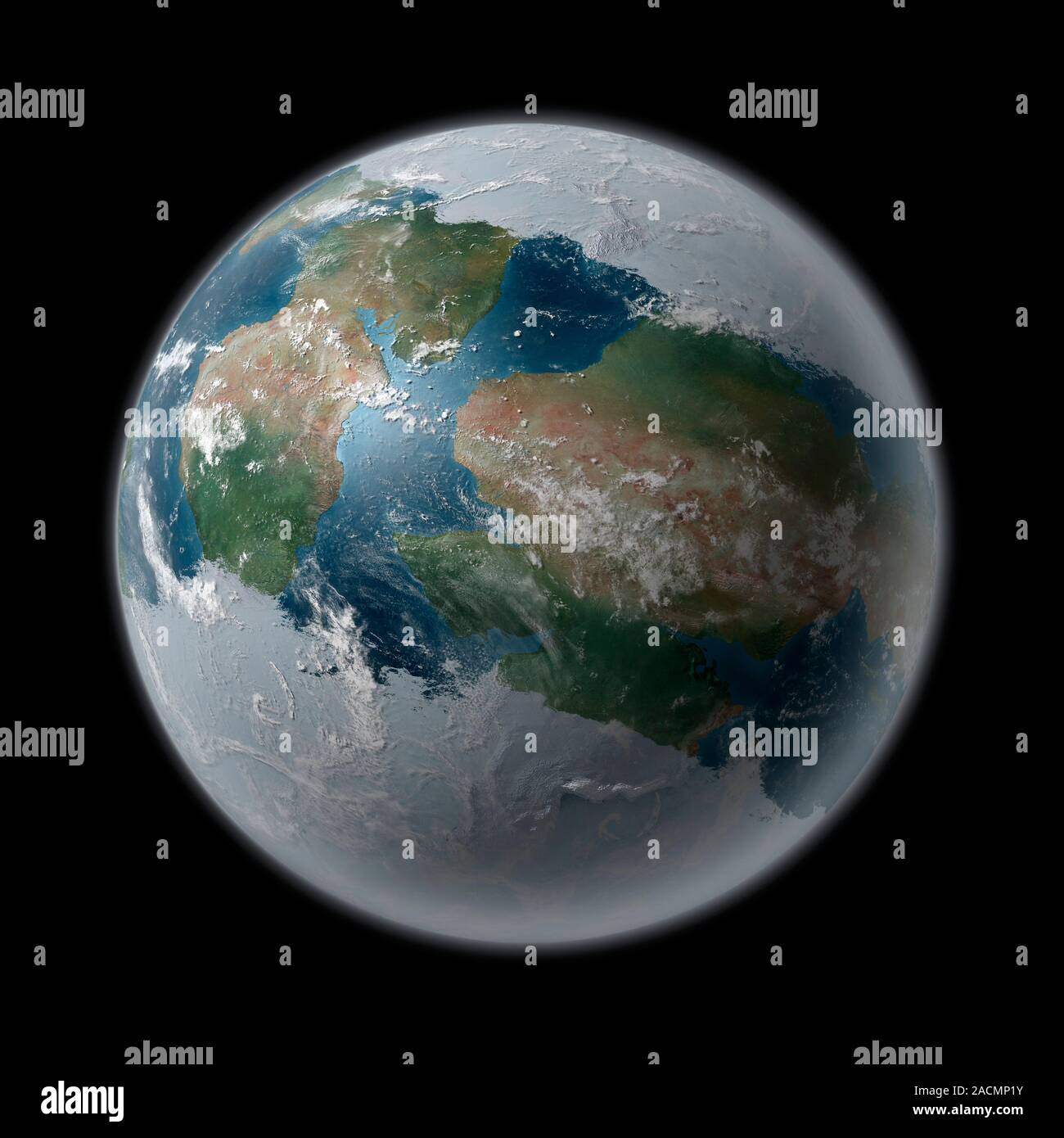 Sturtian glaciation, Cryogenian period. Artwork showing the Earth ...