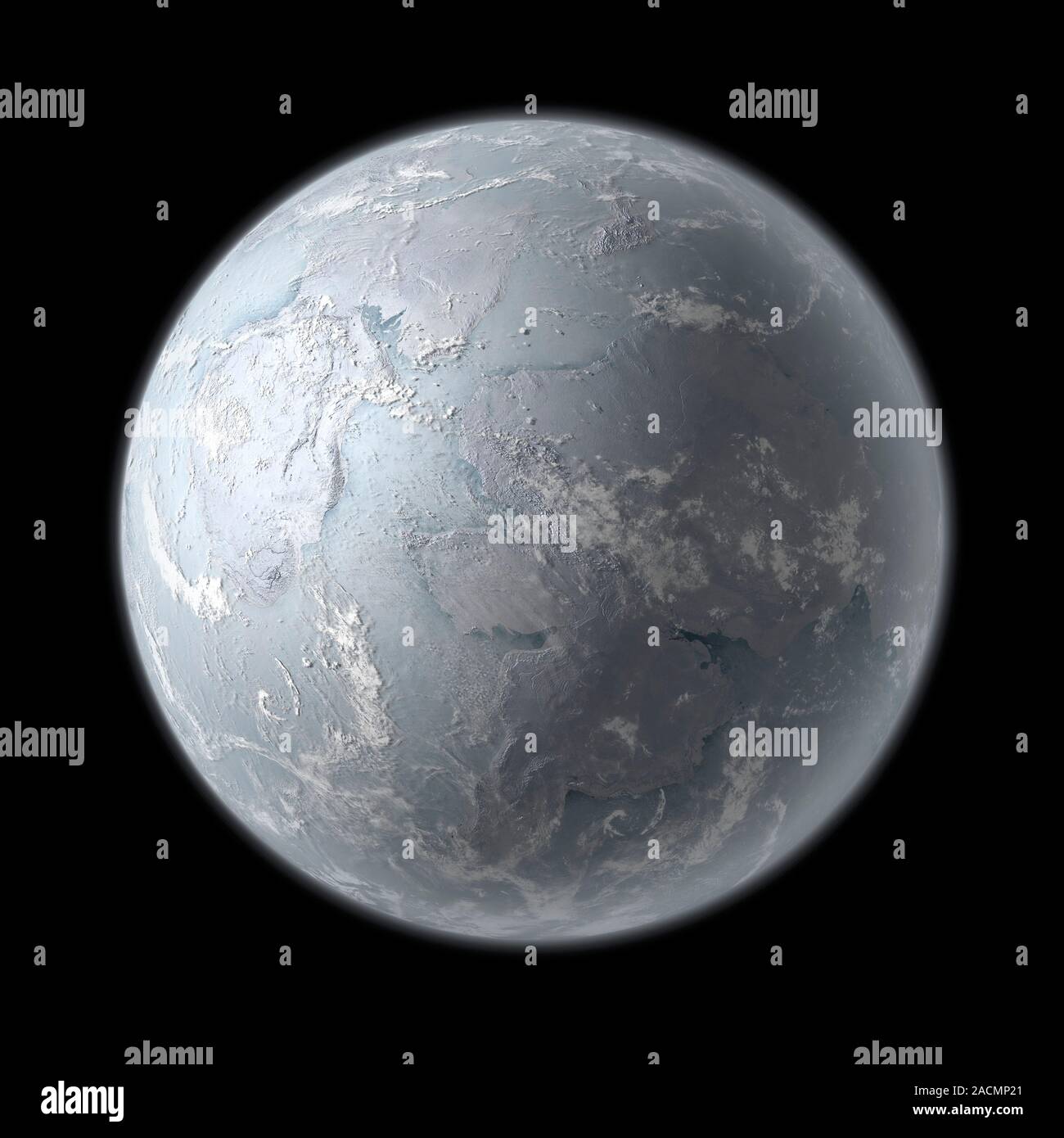 Sturtian glaciation, Cryogenian period. Artwork showing the Earth ...