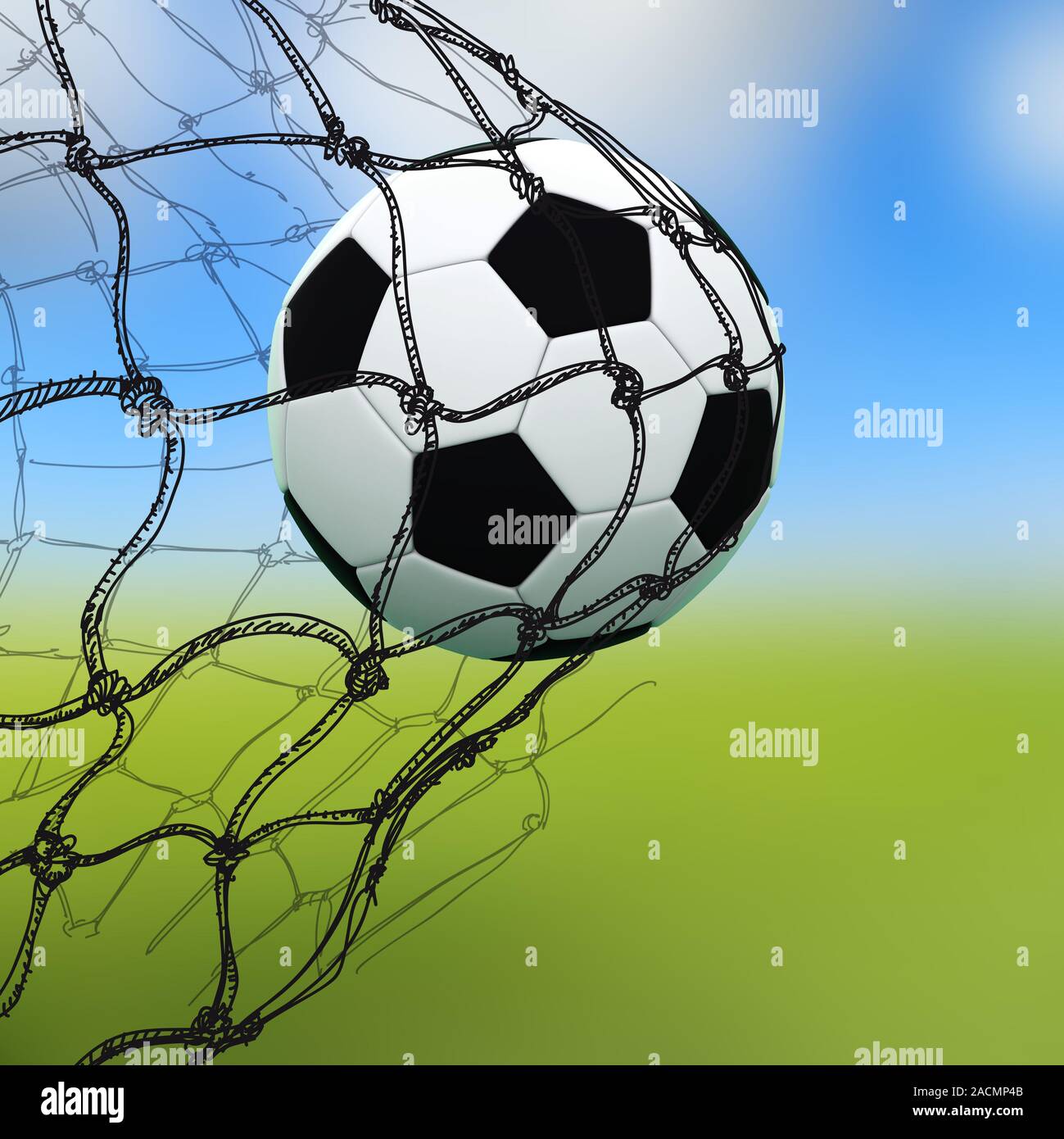 soccer ball in a net Stock Photo - Alamy