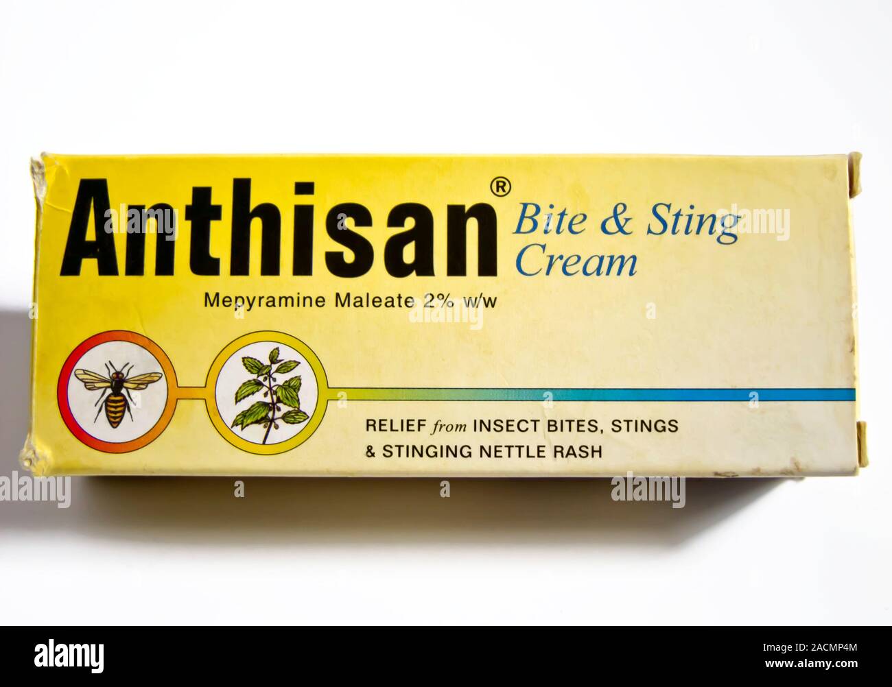 Anthisan bite-and-sting cream. Packaging for a skin cream containing ...