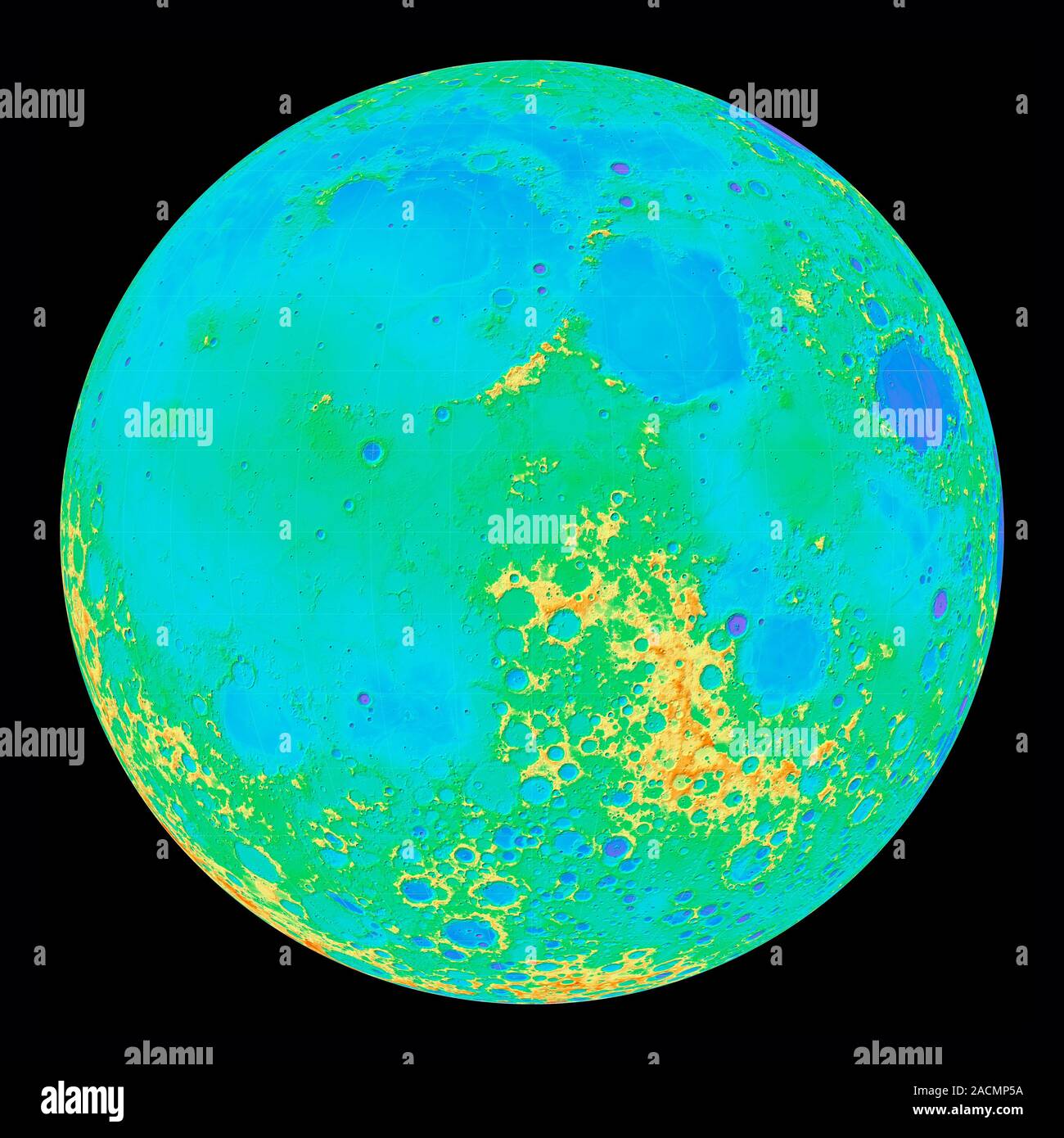 Moon's near side. Topographic model of the Moon's near side (the ...