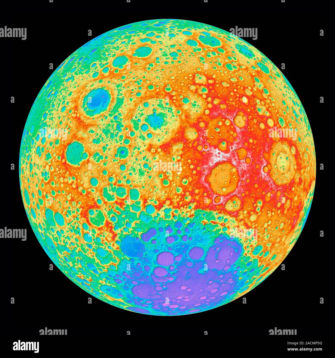 Moon's far side. Topographic model of the Moon's far side (the ...