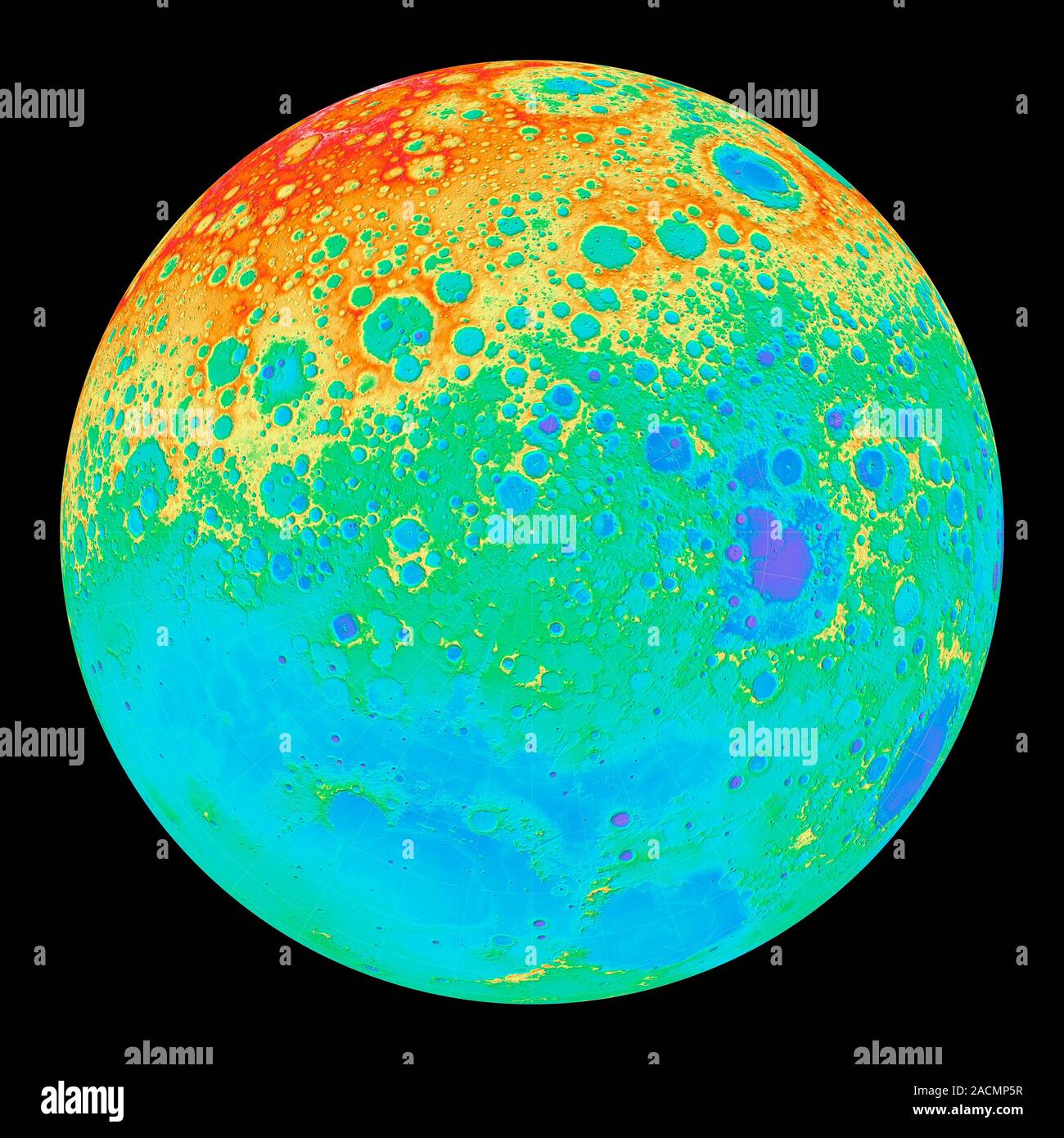 Moon's northern hemisphere. Topographic model of the Moon's northern ...