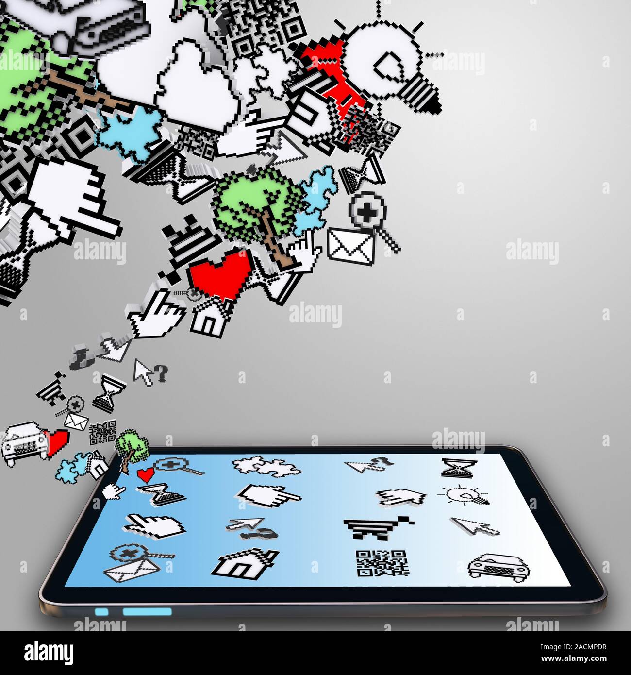 tablet computer and pixel cursor Stock Photo - Alamy