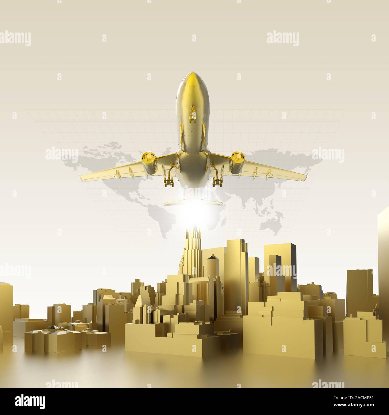 Golden 3d airplane hi-res stock photography and images - Alamy