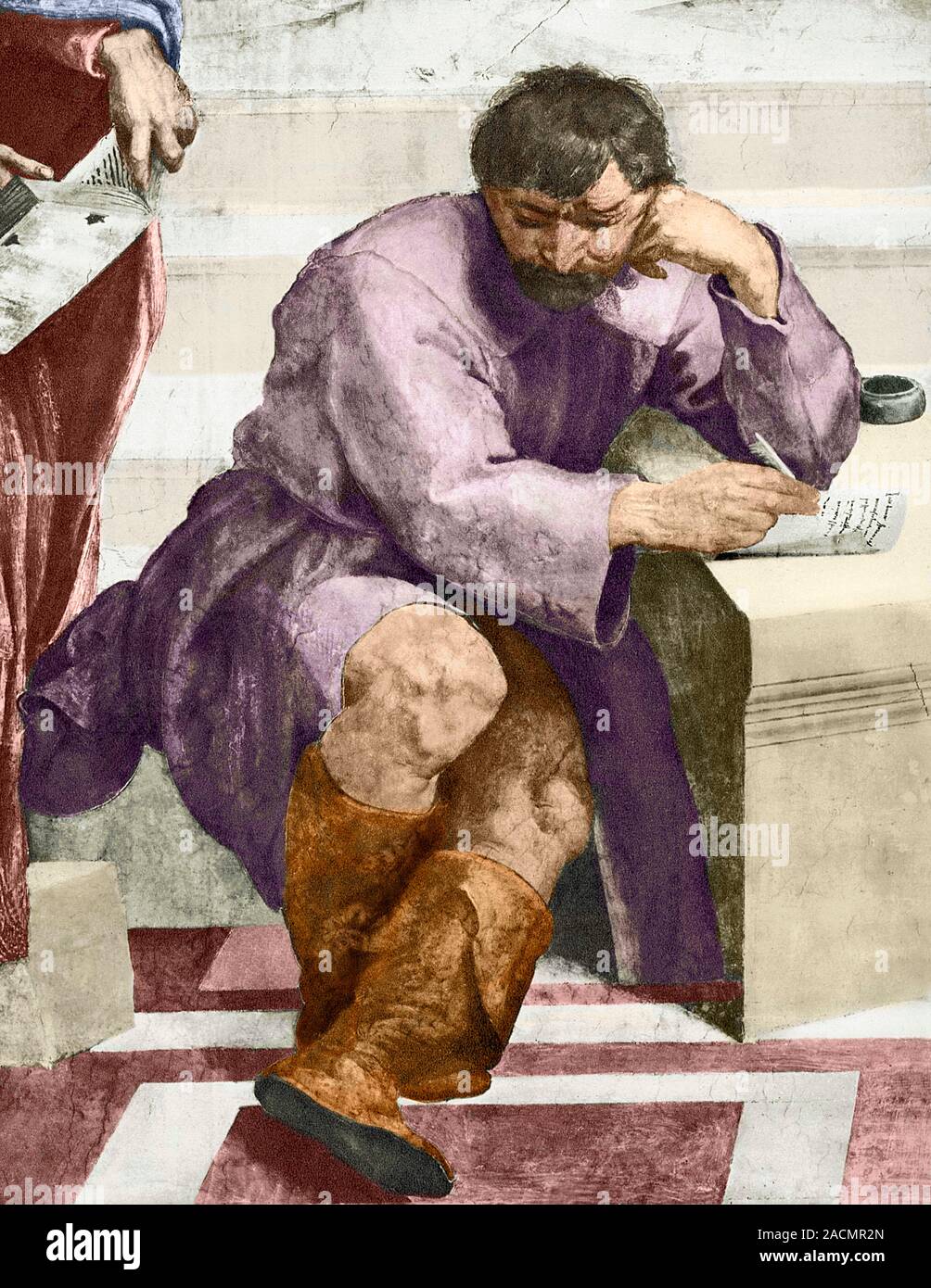 The ancient Greek philosopher Heraclitus. Detail from Raphael's School ...