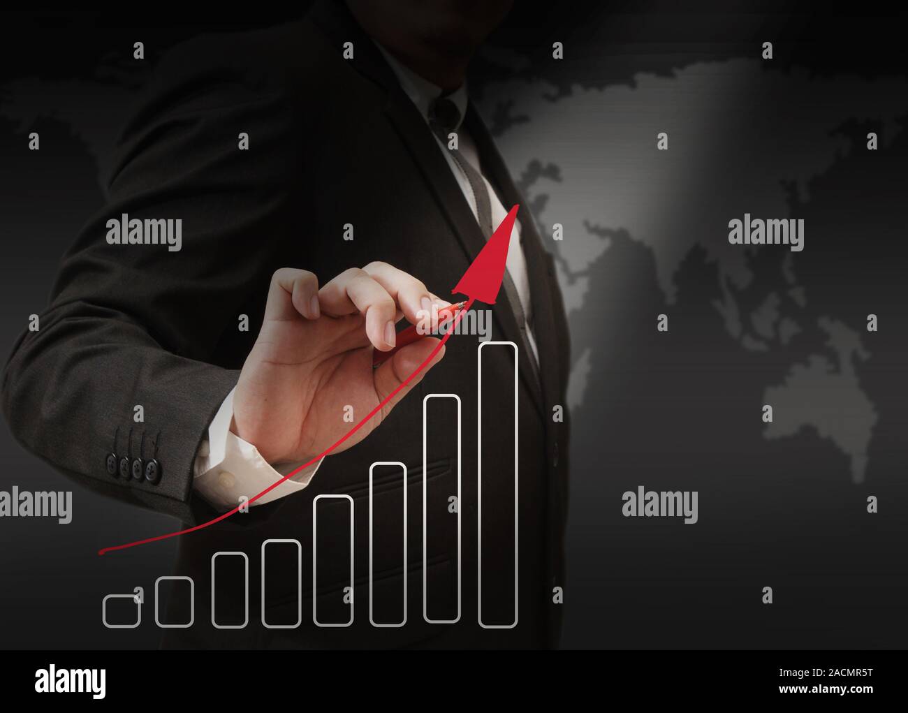Male hand drawing a graph Stock Photo - Alamy