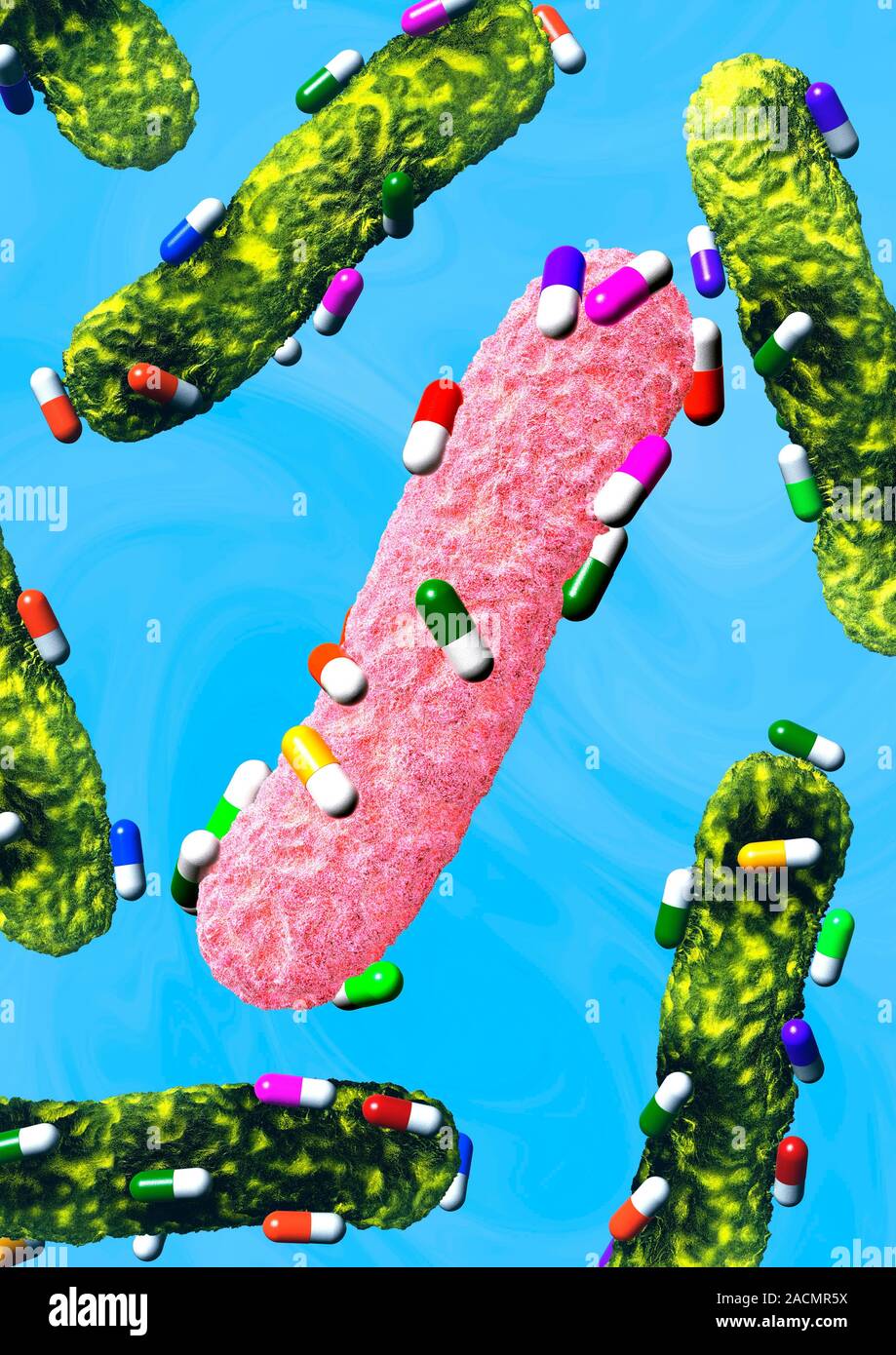 Drug resistant TB, conceptual image. Computer artwork representing a ...