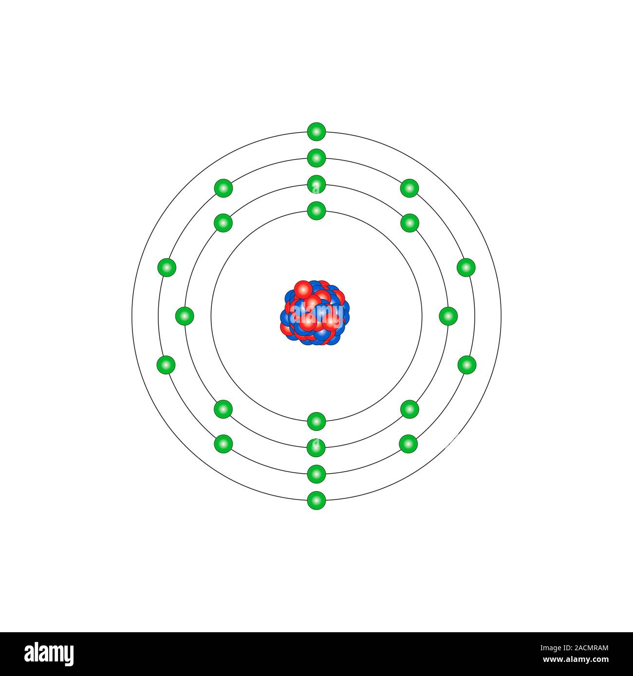 Titanium (Ti). Diagram of the nuclear composition and electron ...