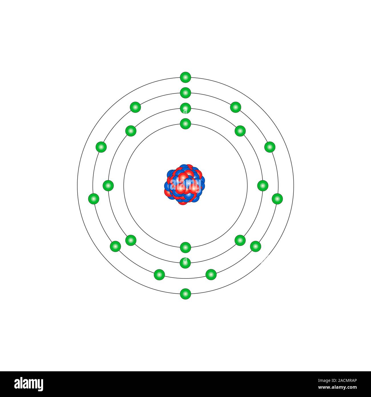 Vanadium (V). Diagram of the nuclear composition and electron ...