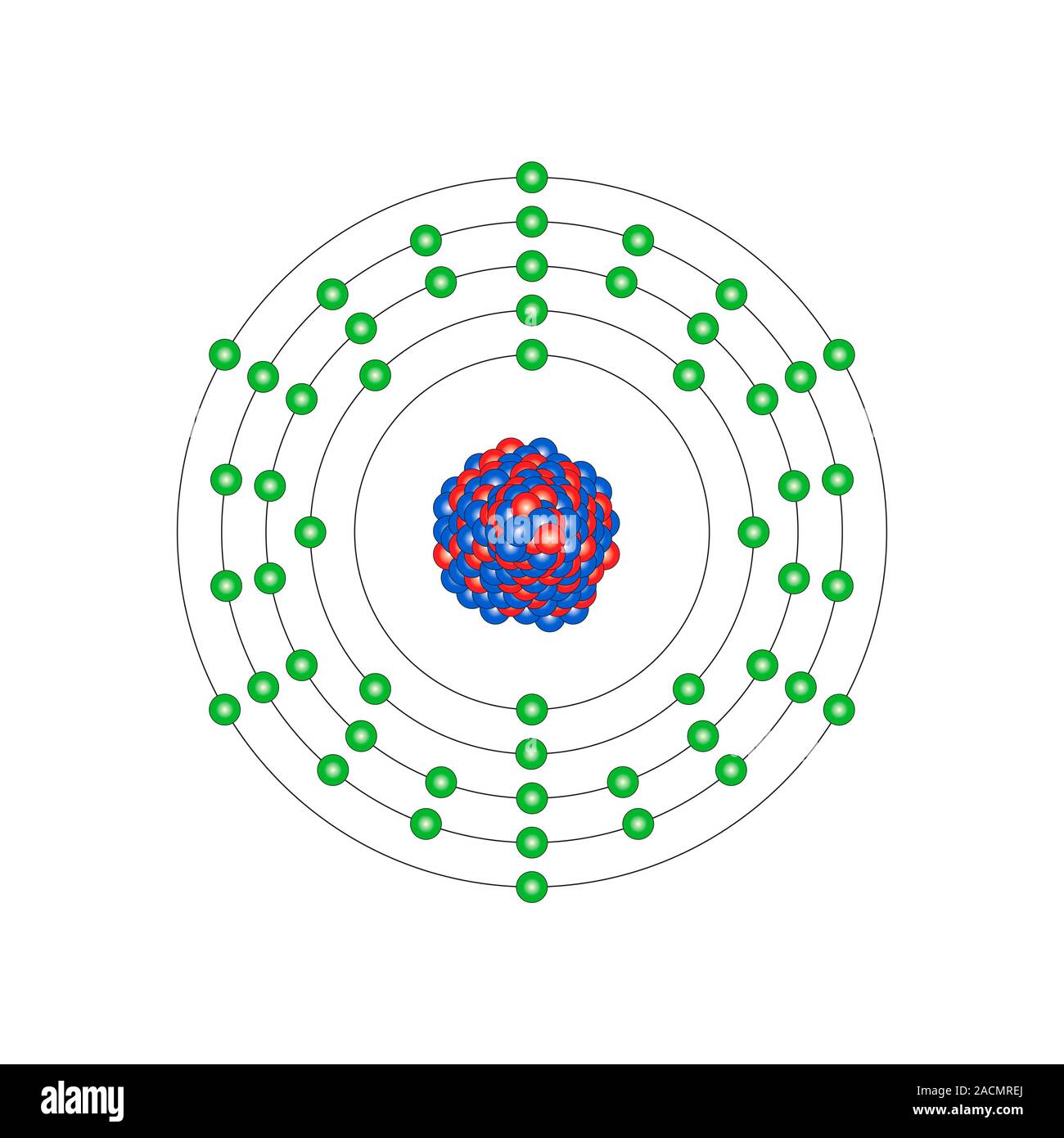 Tellurium (Te). Diagram of the nuclear composition and electron ...