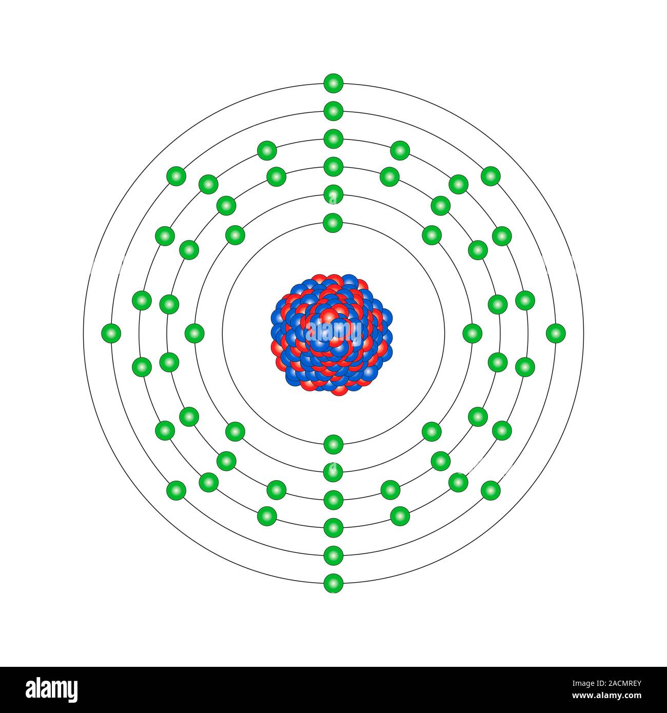 Barium (Ba). Diagram of the nuclear composition and electron ...