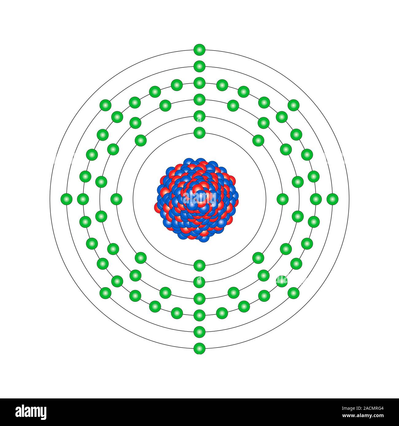 Ytterbium (Yb). Diagram of the nuclear composition and electron ...