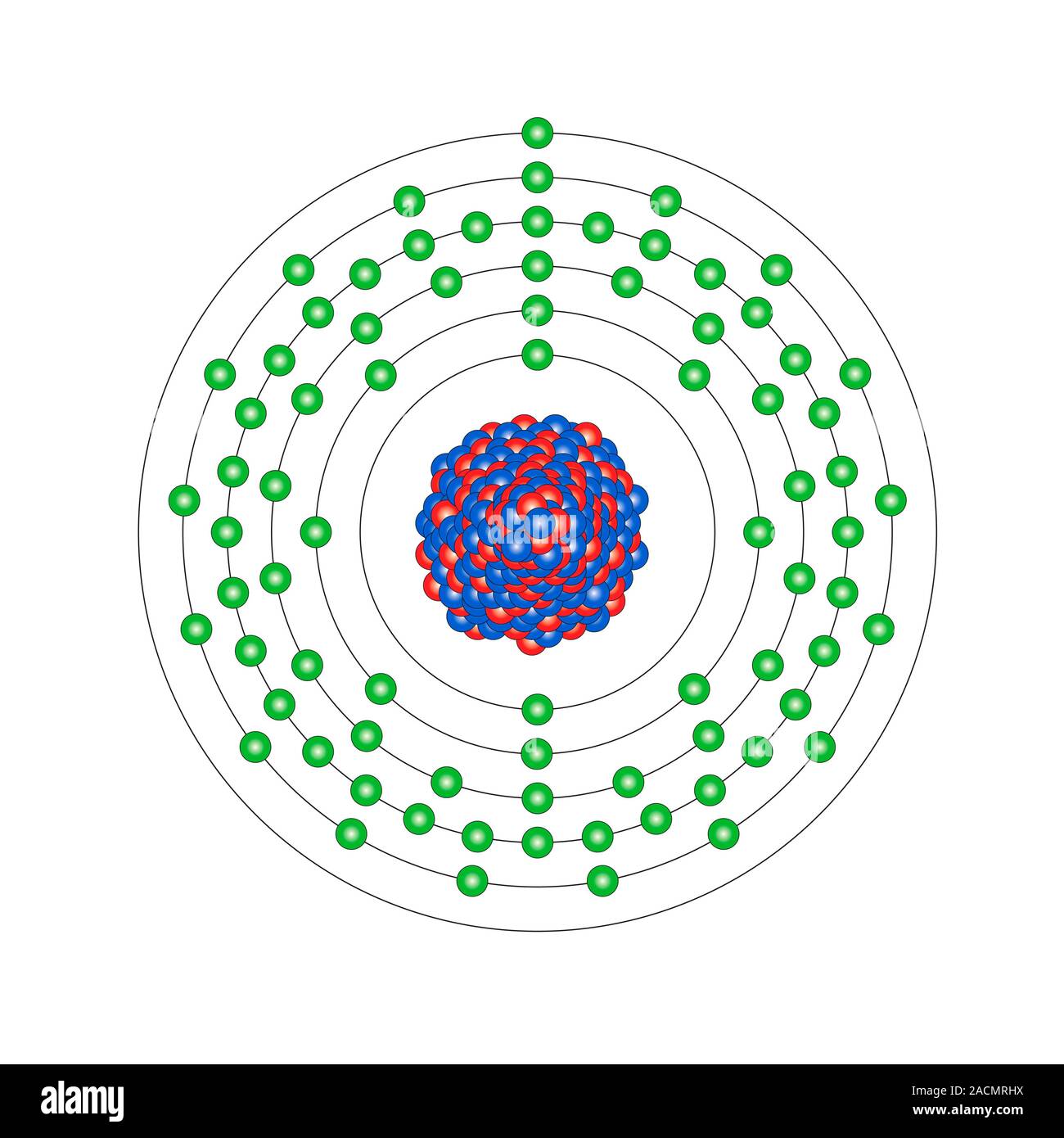 Platinum (Pt). Diagram of the nuclear composition and electron ...