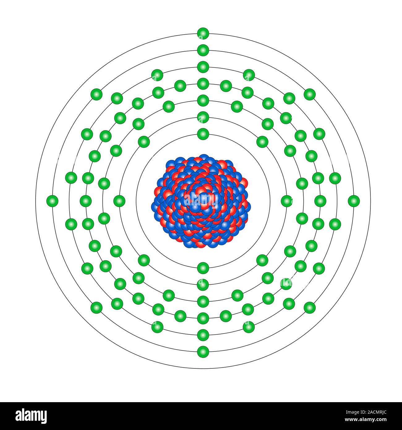 Francium (Fr). Diagram of the nuclear composition and electron ...