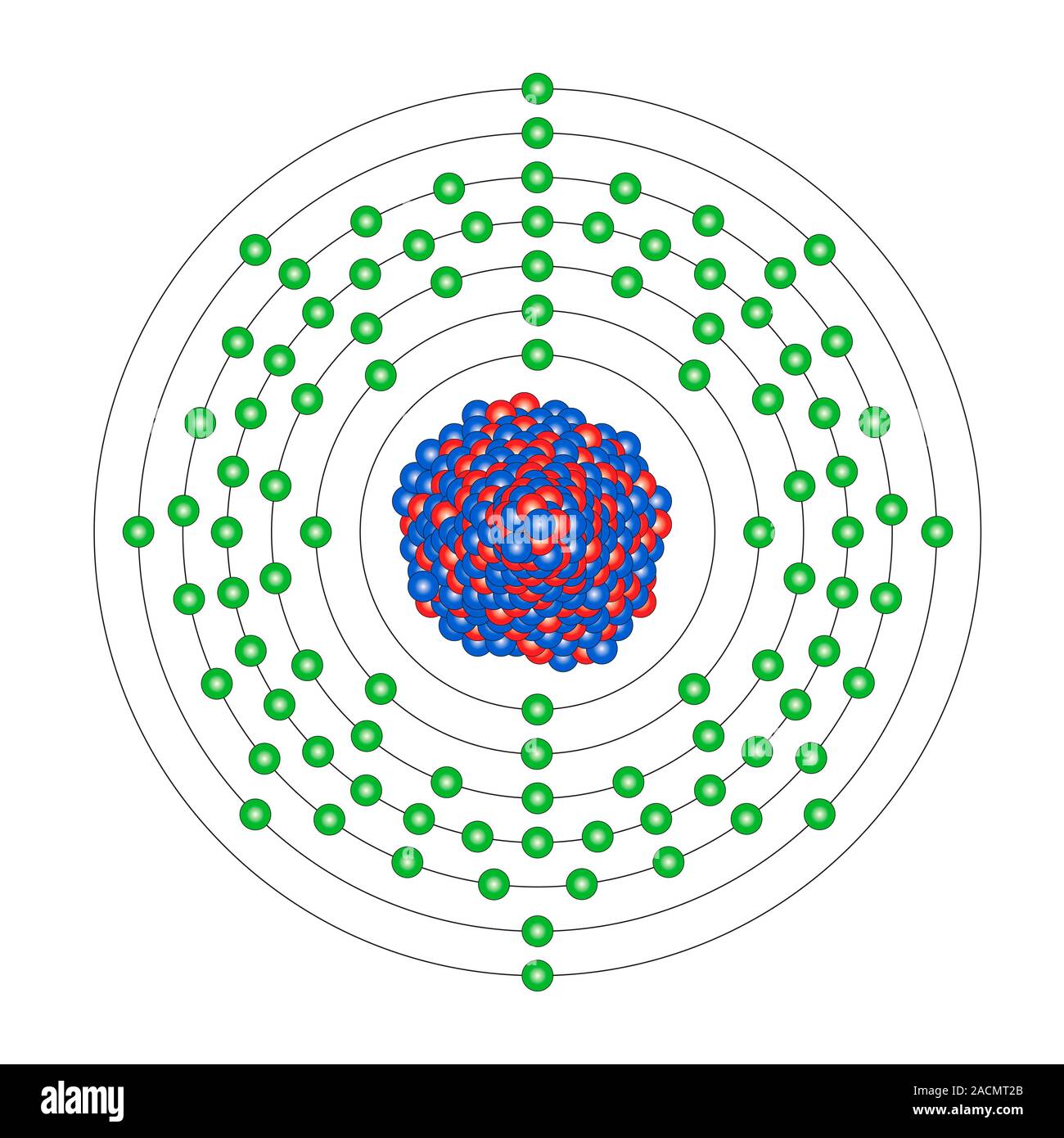Americium (Am). Diagram of the nuclear composition and electron ...