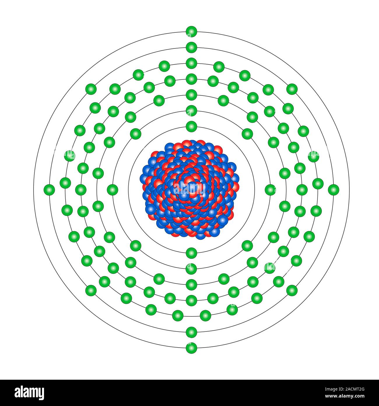 Einsteinium (Es). Diagram of the nuclear composition and electron ...