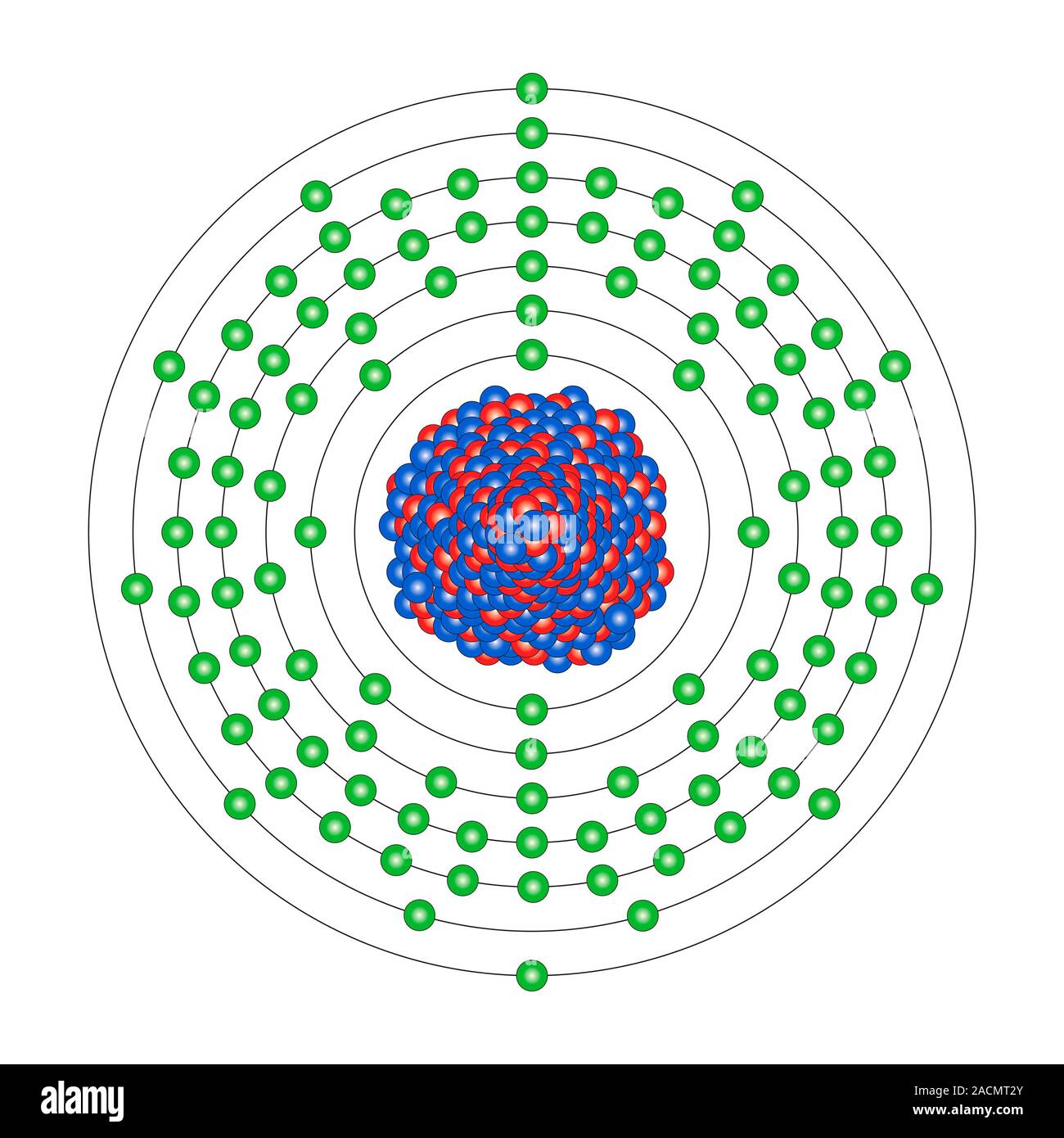 Dubnium (Db). Diagram of the nuclear composition and electron ...