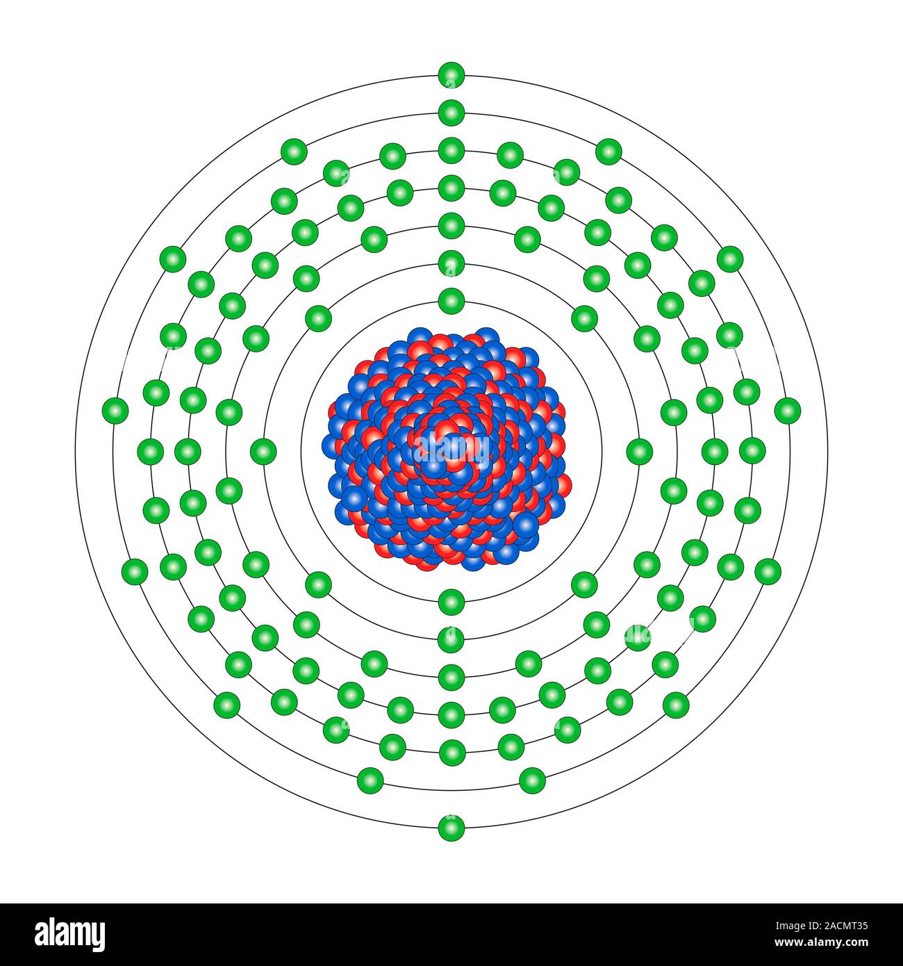 Bohrium (Bh). Diagram of the nuclear composition and electron ...