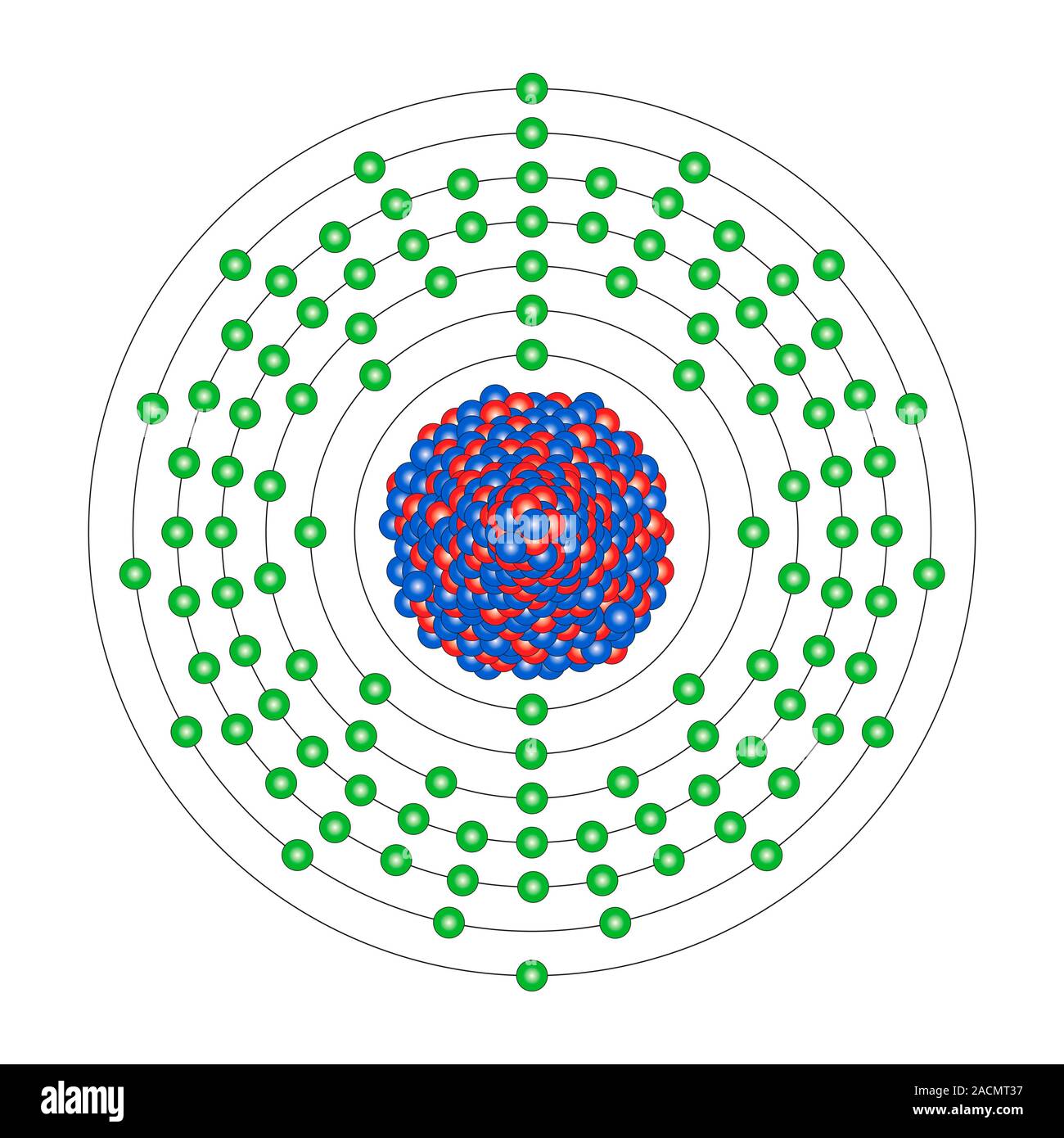 Meitnerium (Mt). Diagram of the nuclear composition and electron ...