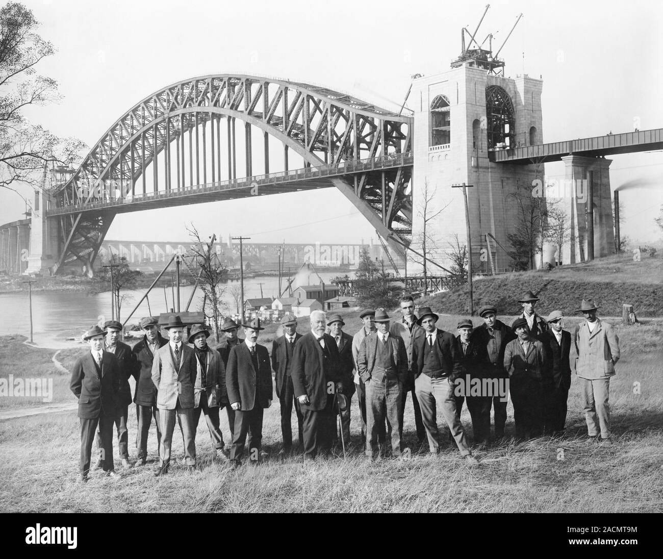 Hell Gate Bridge engineers, in front of the bridge they designed and ...