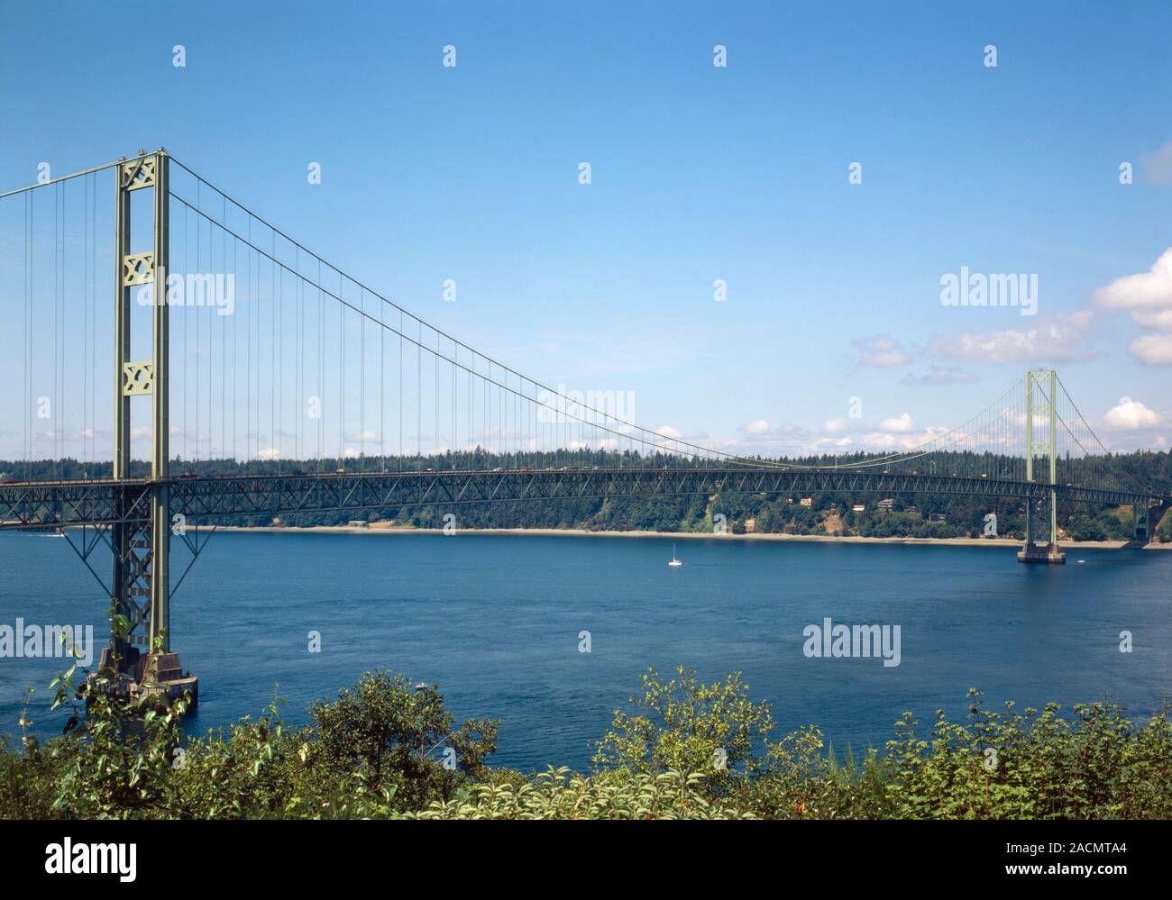 Second Tacoma Narrows Bridge. This road suspension bridge (opened 1950 ...