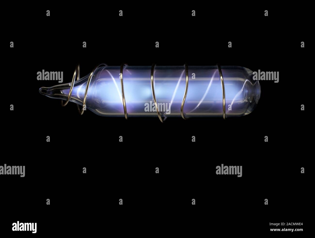 Argon gas, electric discharge plasma. The sample of argon gas is ...