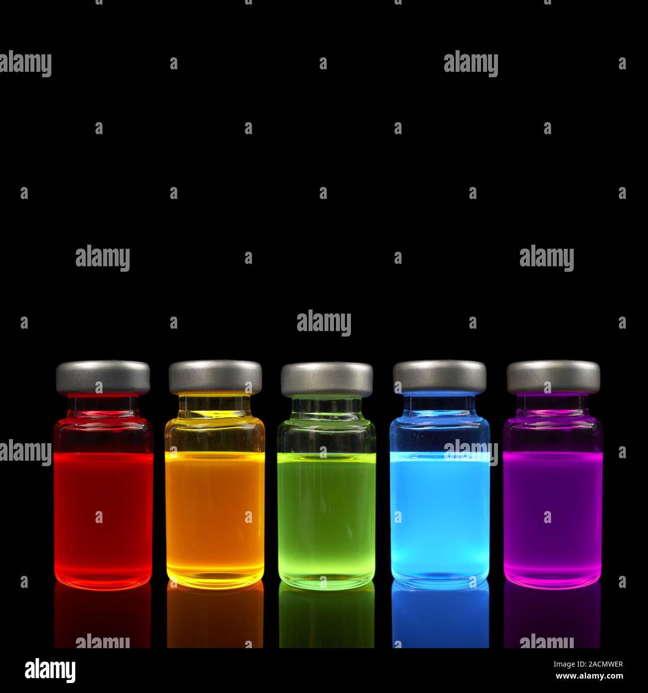 Quantum dot samples seen in ultraviolet (UV) light. These samples ...