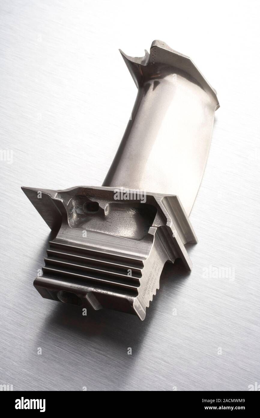 Jet engine turbine blade. This steel alloy component is engineered to ...