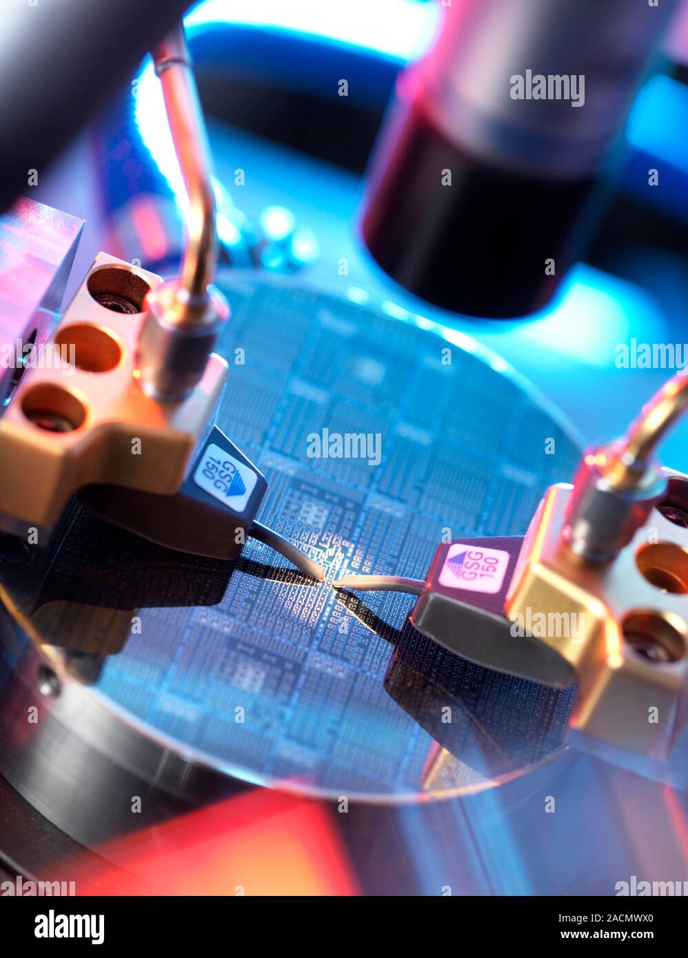 Silicon Wafer Probe Being Used To Carry Out On Wafer Testing And Monitoring Of Active Silicon