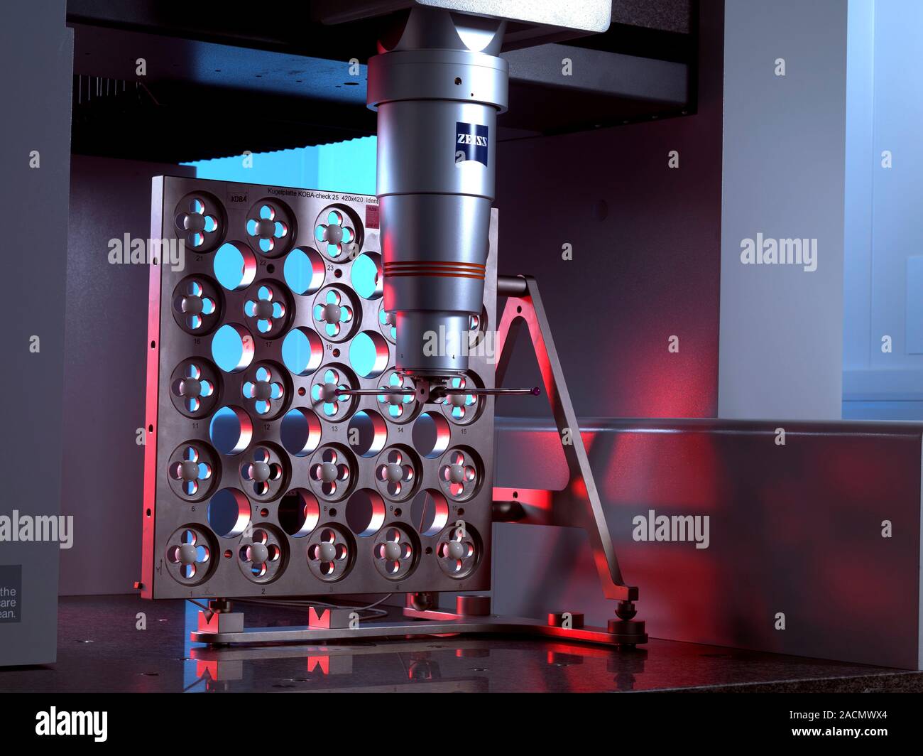 3D measurement machine calibration. Probe head of a coordinate ...