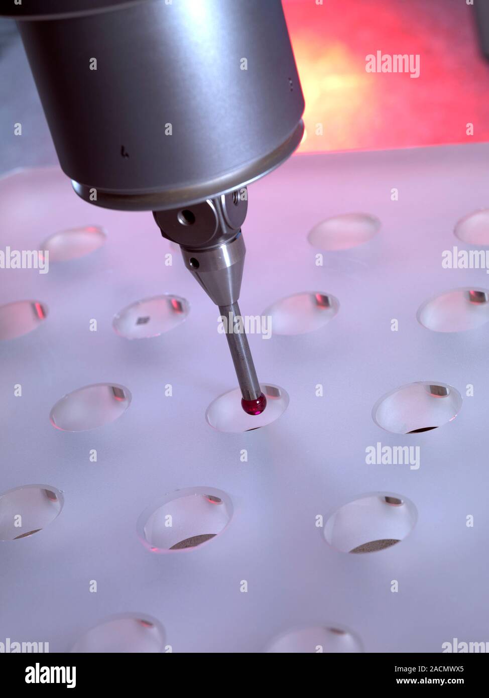 3D measurement machine calibration. Probe head of a coordinate ...