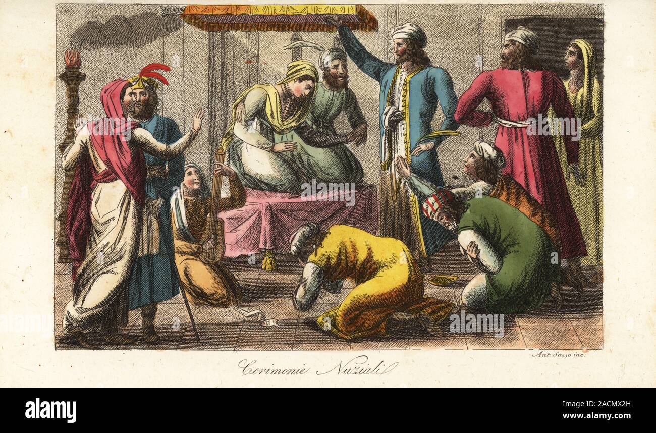 Wedding ceremony among the ancient Persian Zoroastrians. The bride and ...