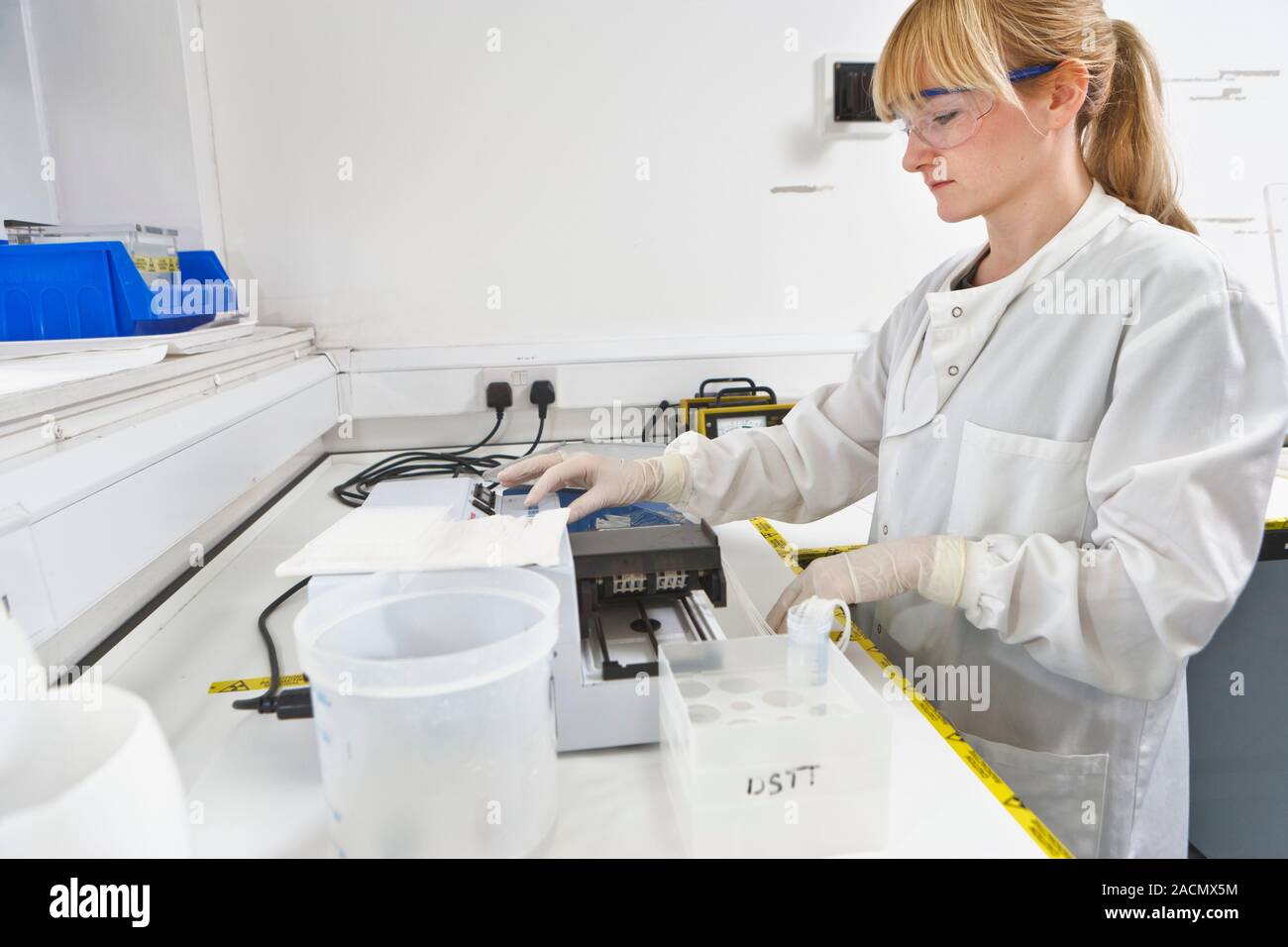 Protein research laboratory. Researcher in a laboratory at the Medical ...