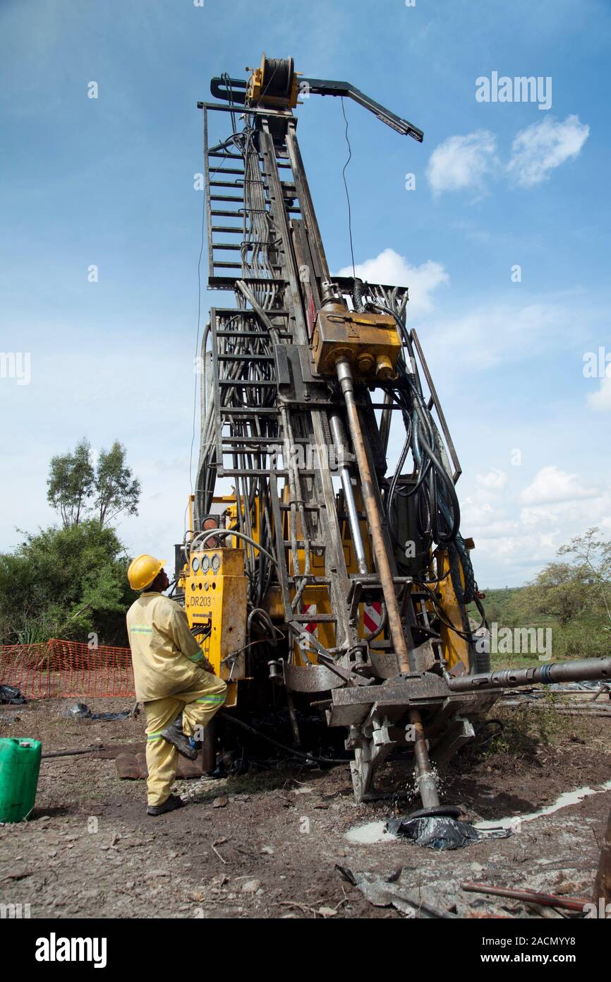 Mineral exploration drilling. Driller operating a multi-combination drilling rig during a ...