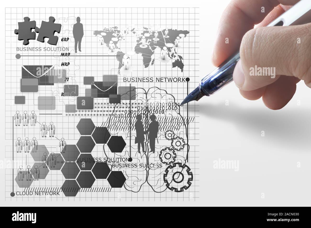 hand draws business network concept Stock Photo - Alamy