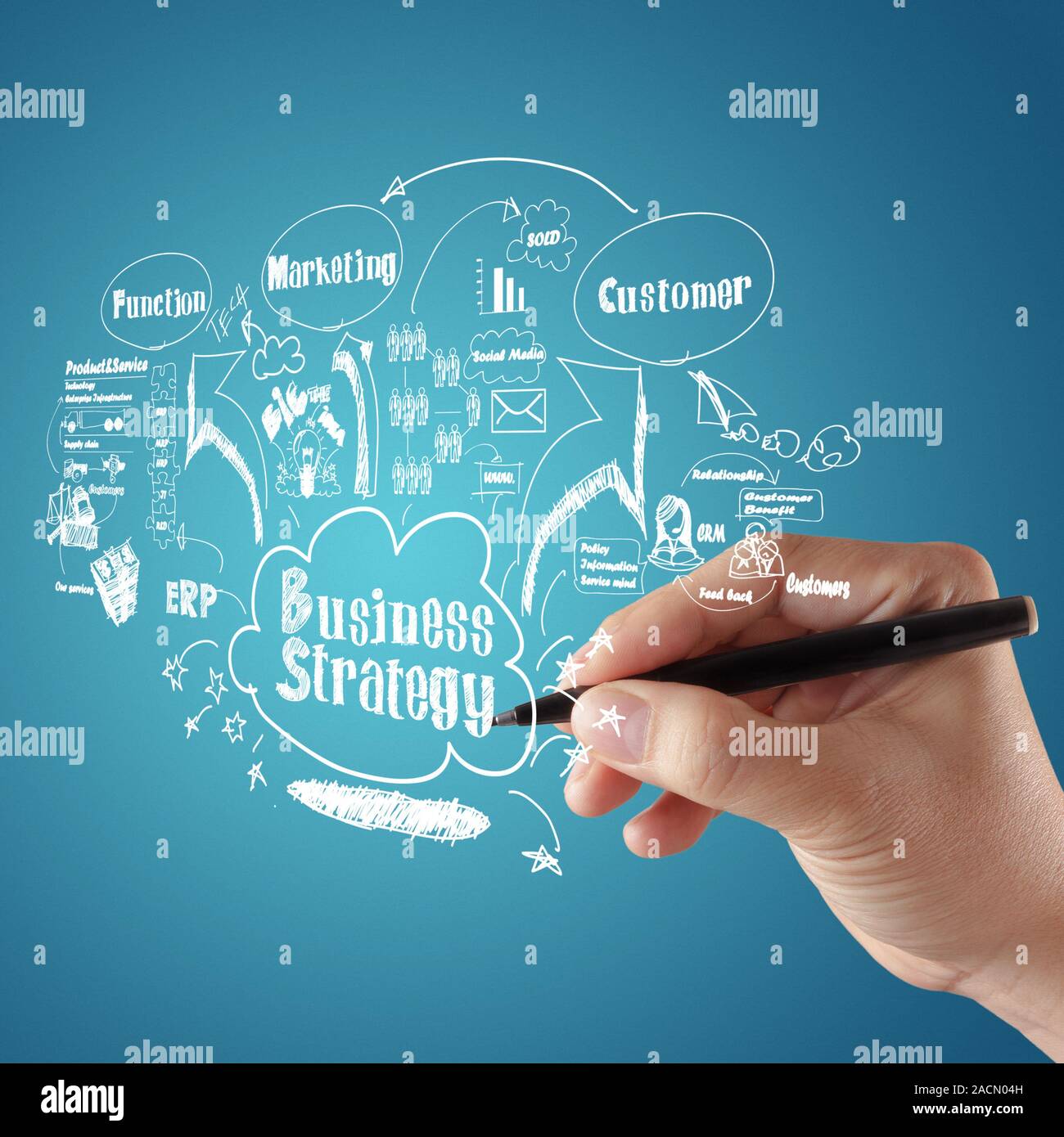 Business man writing Business strategy Stock Photo - Alamy