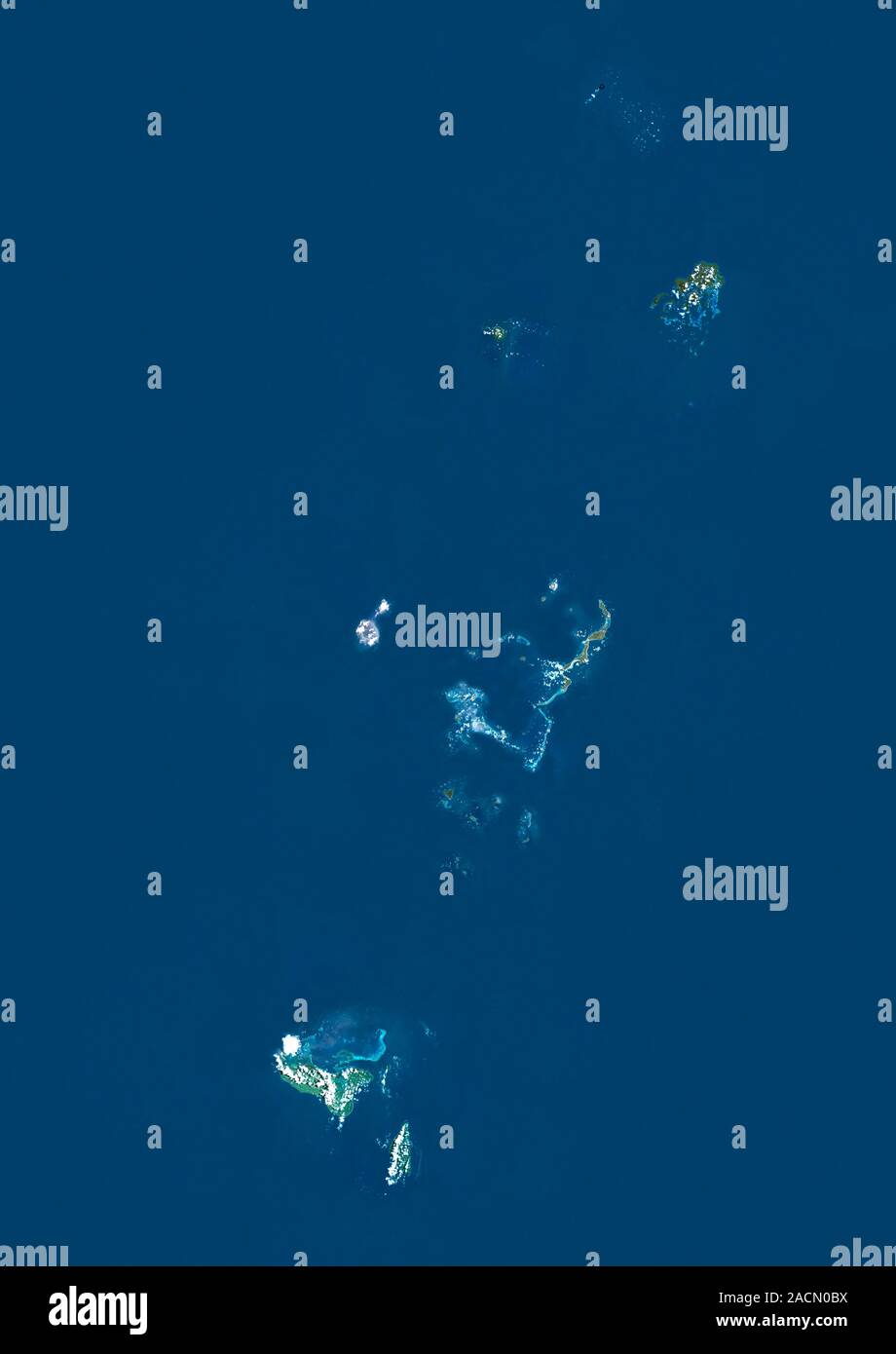 Tonga, satellite image. North is at top. Natural colour satellite image ...