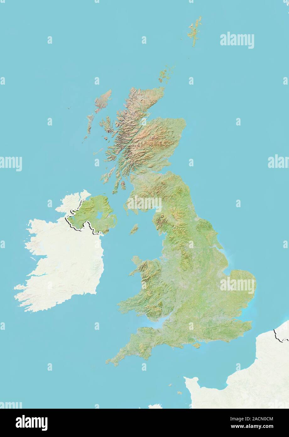 United Kingdom, satellite image. North is at top. Natural colour ...