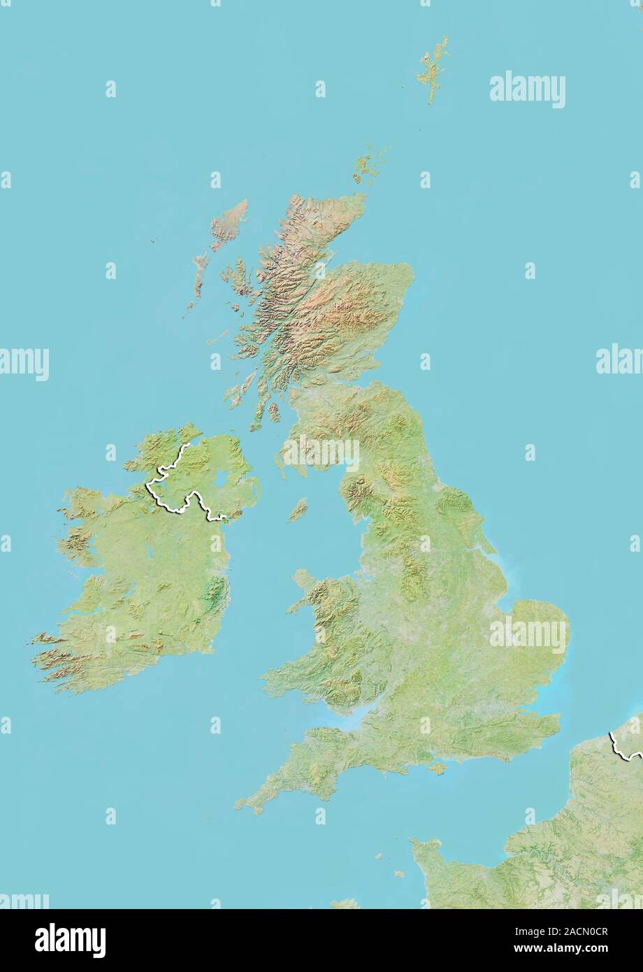 United Kingdom, satellite image. North is at top. Natural colour ...