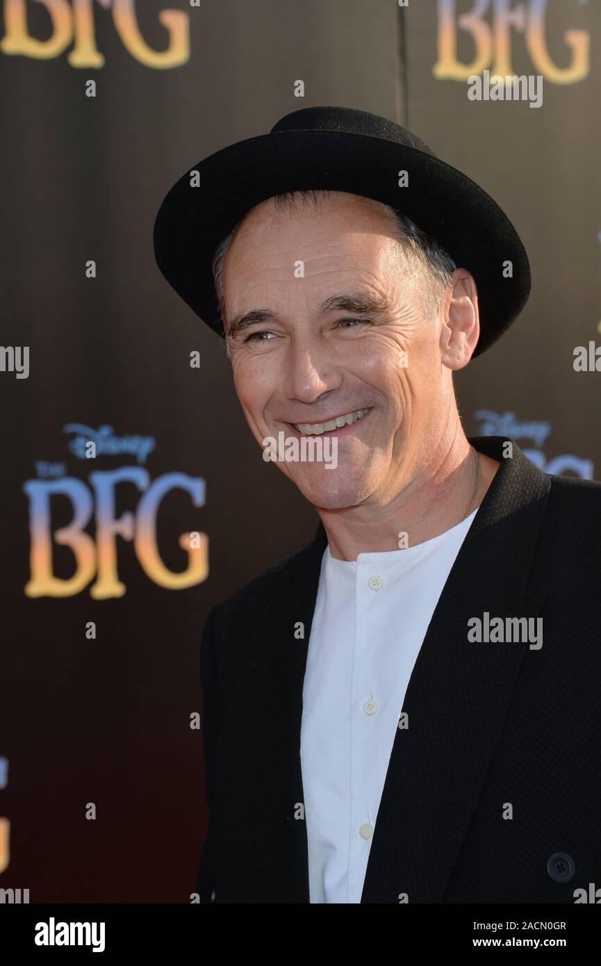 LOS ANGELES, CA. June 21, 2016: Actor Mark Rylance at the U.S. premiere ...