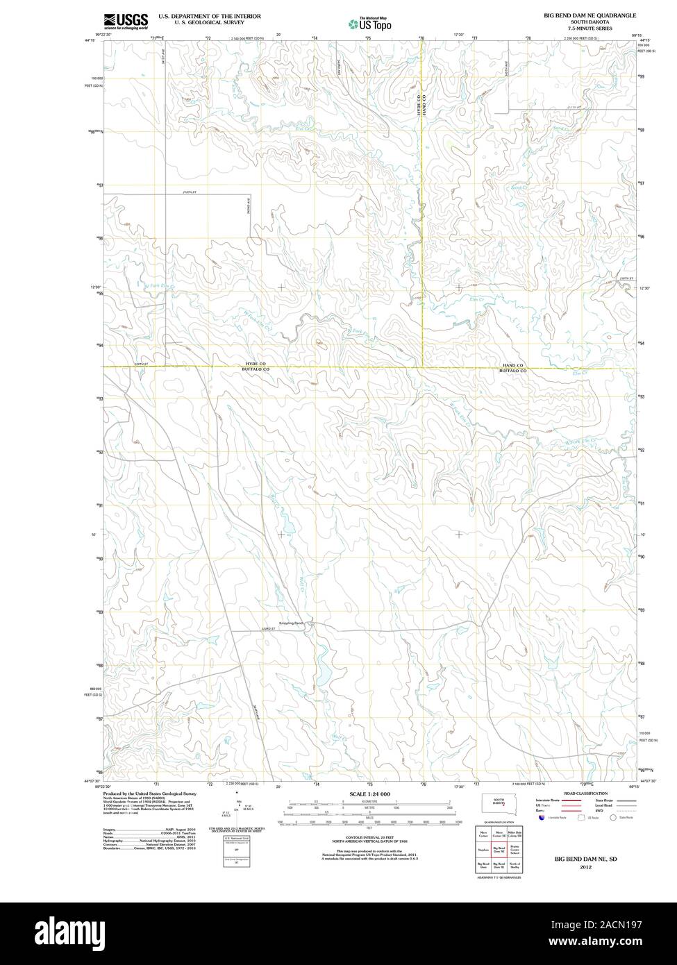 USGS TOPO Map South Dakota SD Big Bend Dam NE 20120625 TM Restoration ...