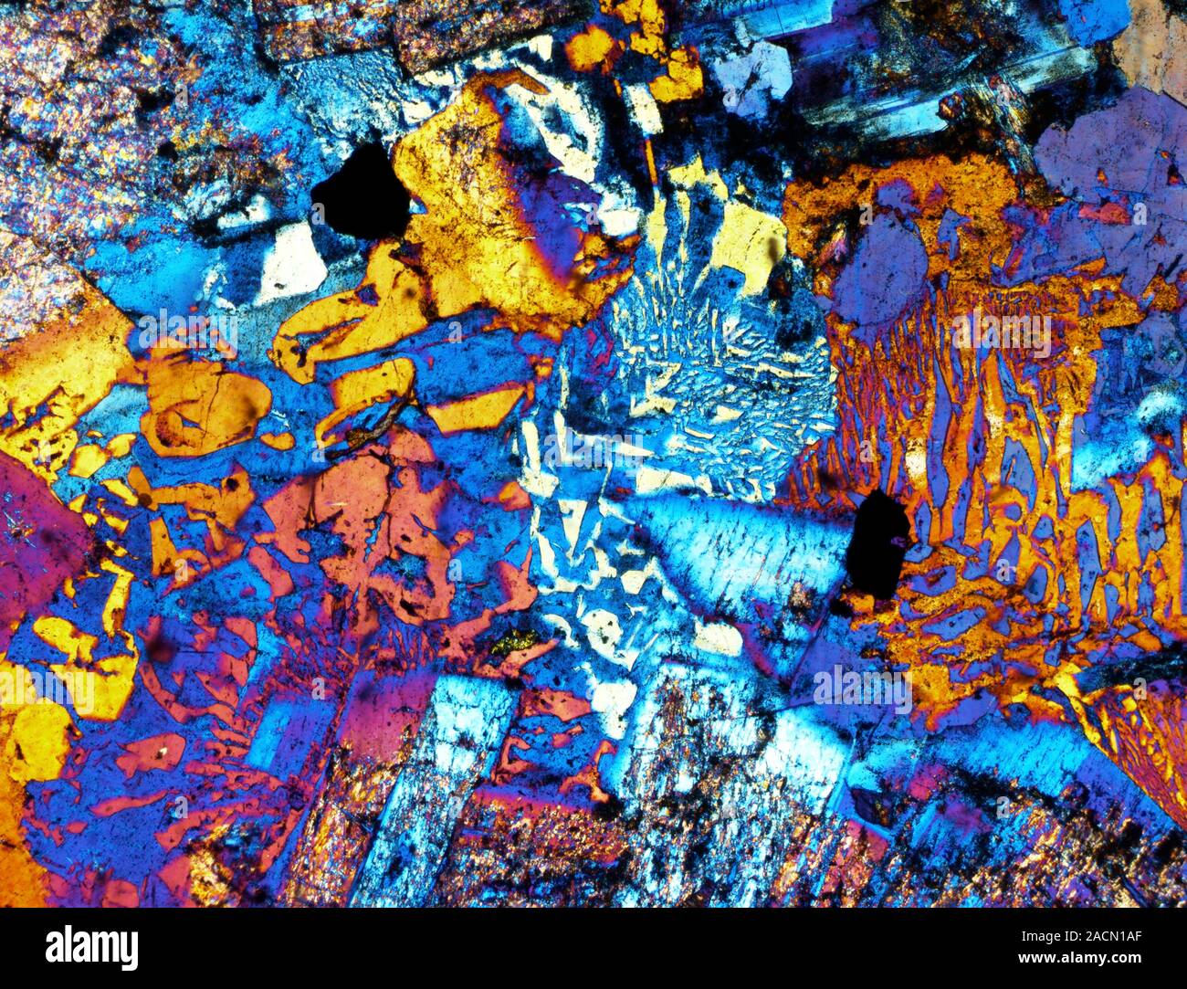 Polarised light micrograph of a thin section of ganister.A ganister is ...